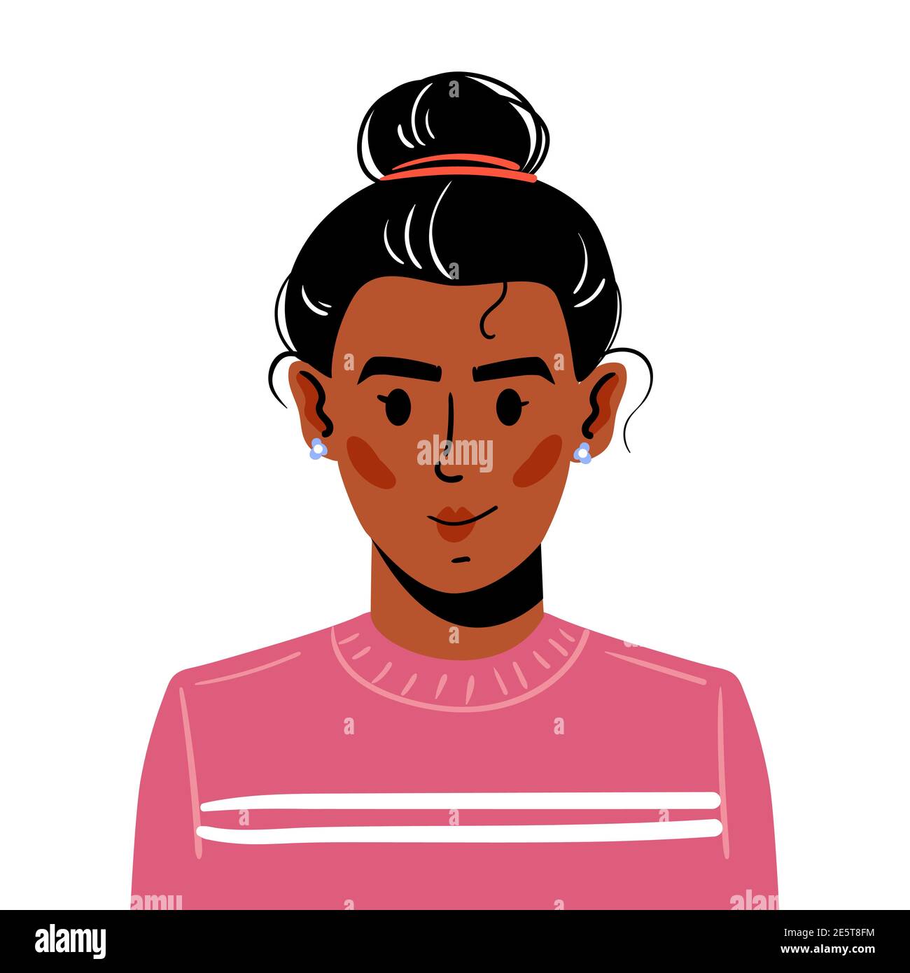 Portrait of a young girl with hair gathered in a bump. Avatar ...