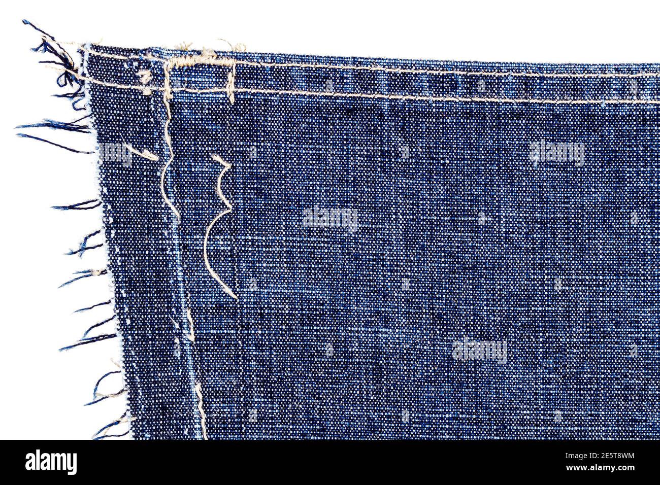 Part of blue denim jeans back pocket isolated on white background Stock ...