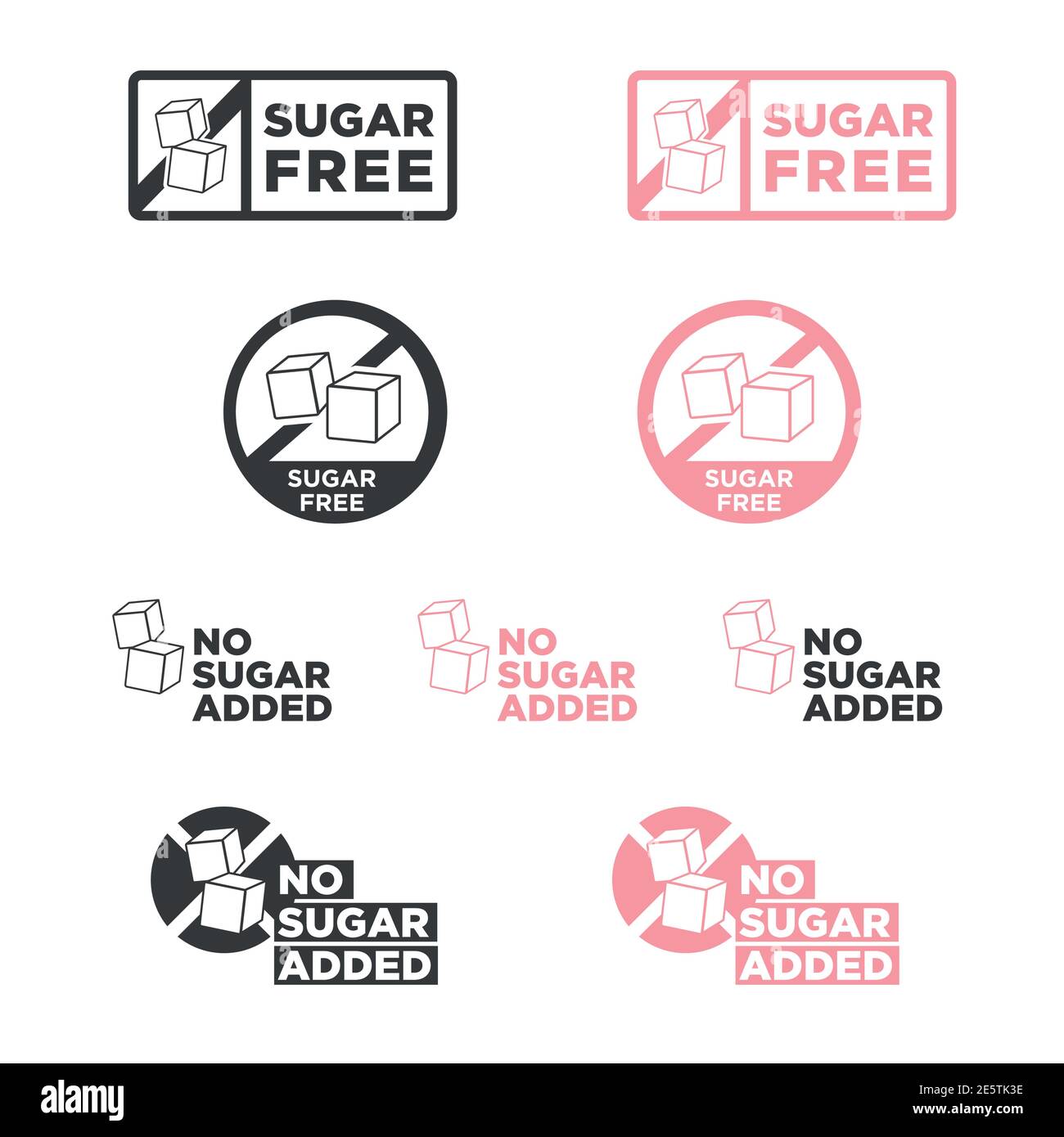 No sugar added icon set. Sugar free symbol Stock Vector Image & Art - Alamy