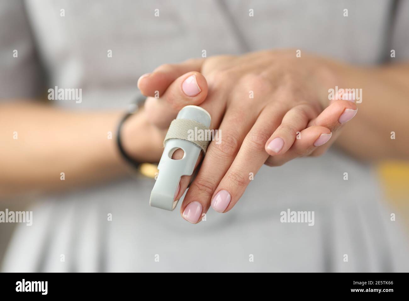 Orthopedic orthosis fixing joints of hand finger closeup Stock Photo ...