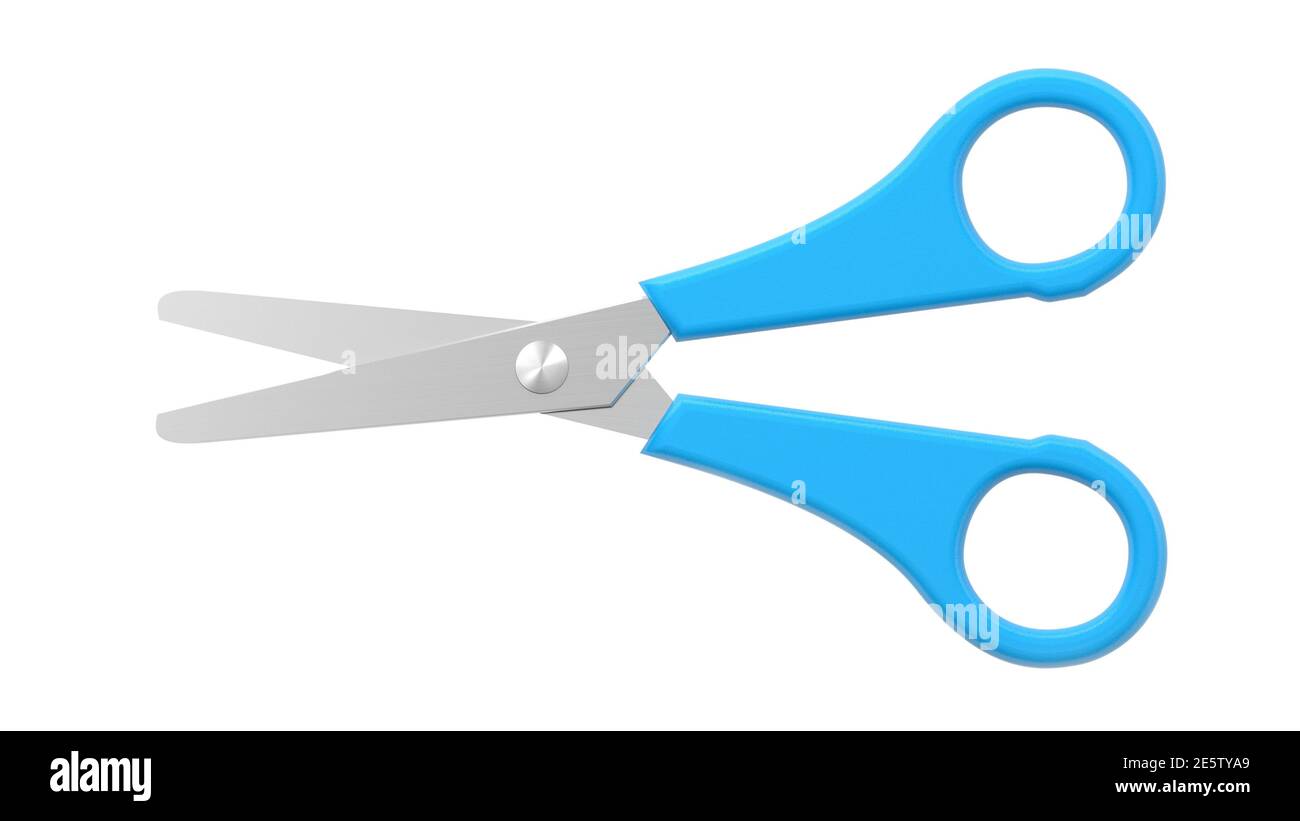 Blue scissors isolated on white background. Open. 3d illustration Stock ...