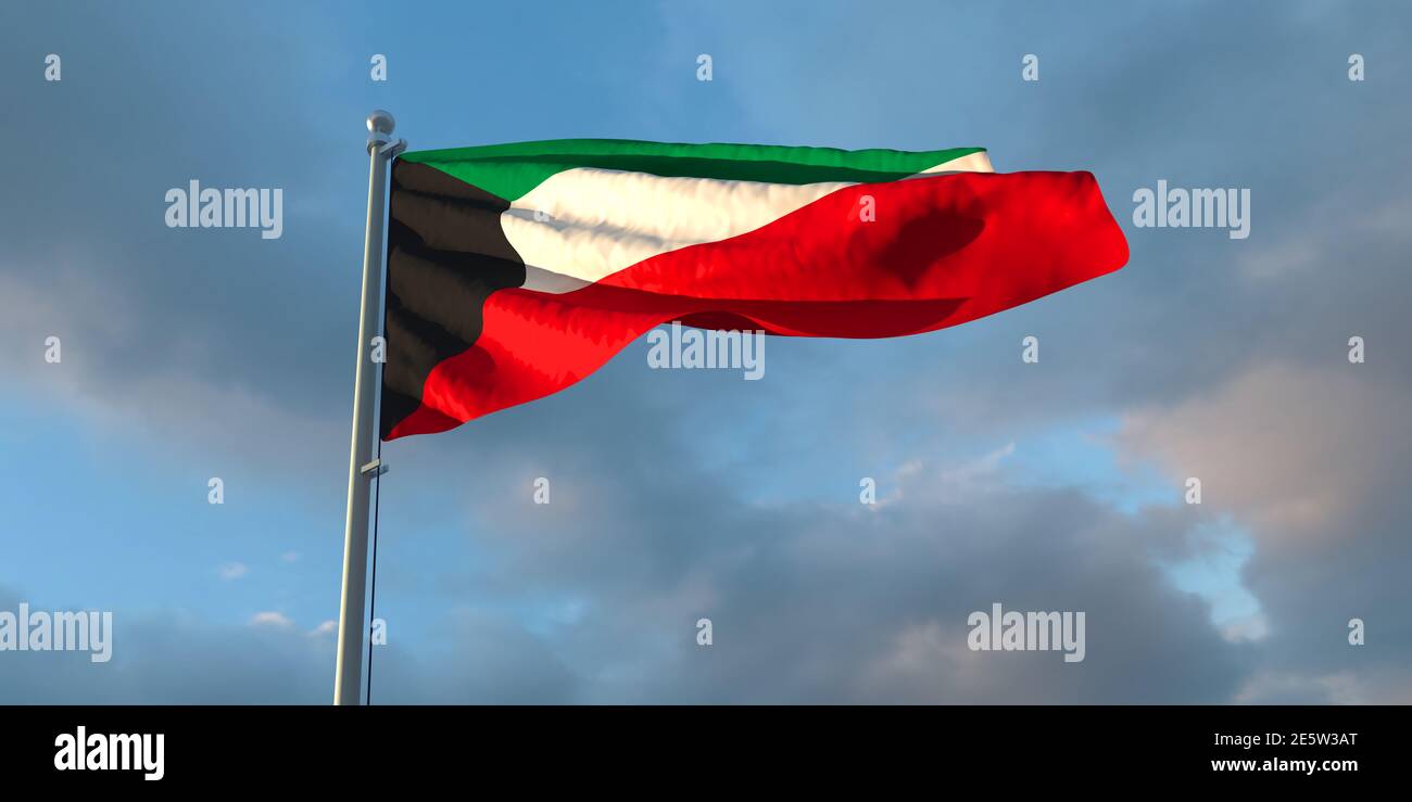 3d rendering of the national flag of the Kuwait Stock Photo - Alamy