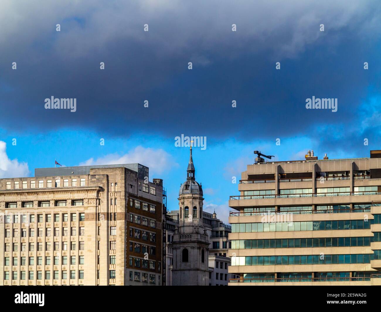 City of London office blocks on the north side of the River Thames ...