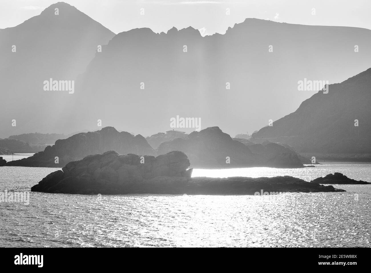 Lofoten islands mountains near the town Stamsund at sunset Stock Photo ...