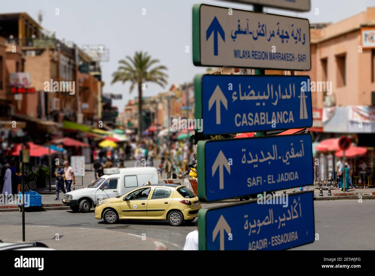 Road signs in Marrakesh Stock Photo - Alamy