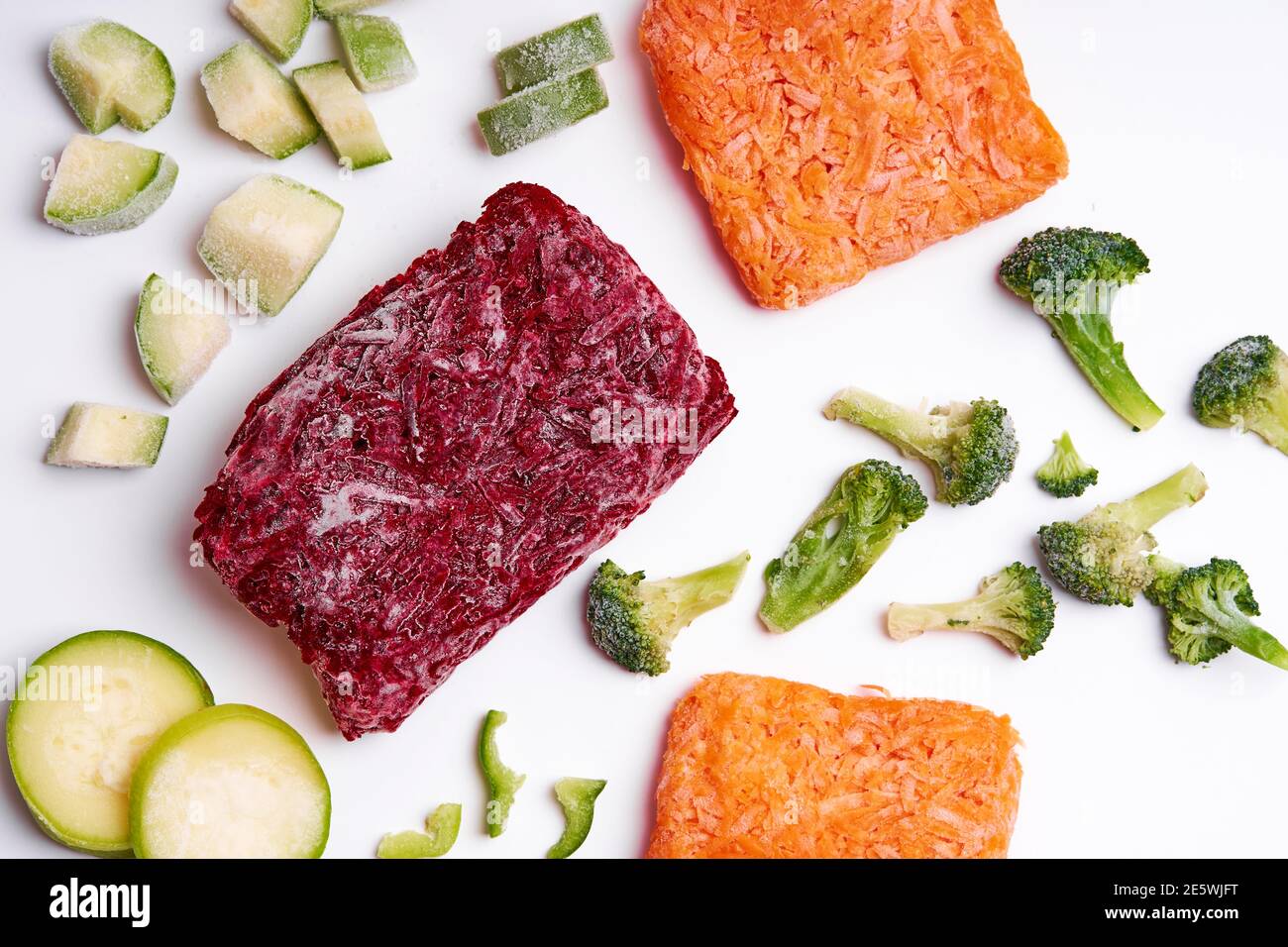 Handmade frozen semi-finished vegetable preparation. Chopped vegetables ...