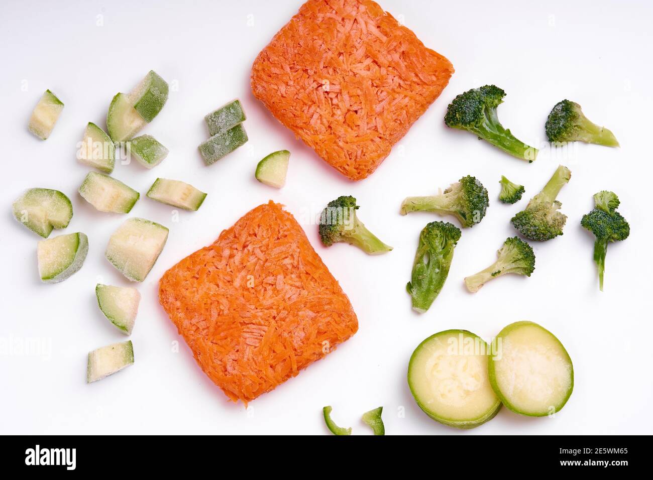 Handmade frozen semi-finished vegetable preparation. Chopped vegetables ...