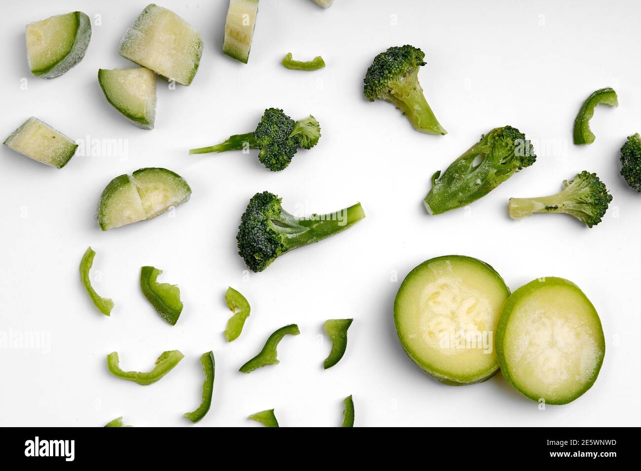 Handmade frozen semi-finished vegetable preparation. Chopped vegetables ...