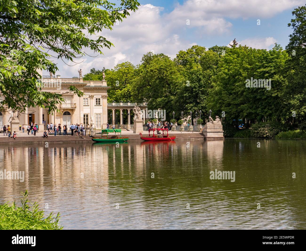 Warsaw, Poland - June 01, 2019: Green and red gondola on the pond in ...