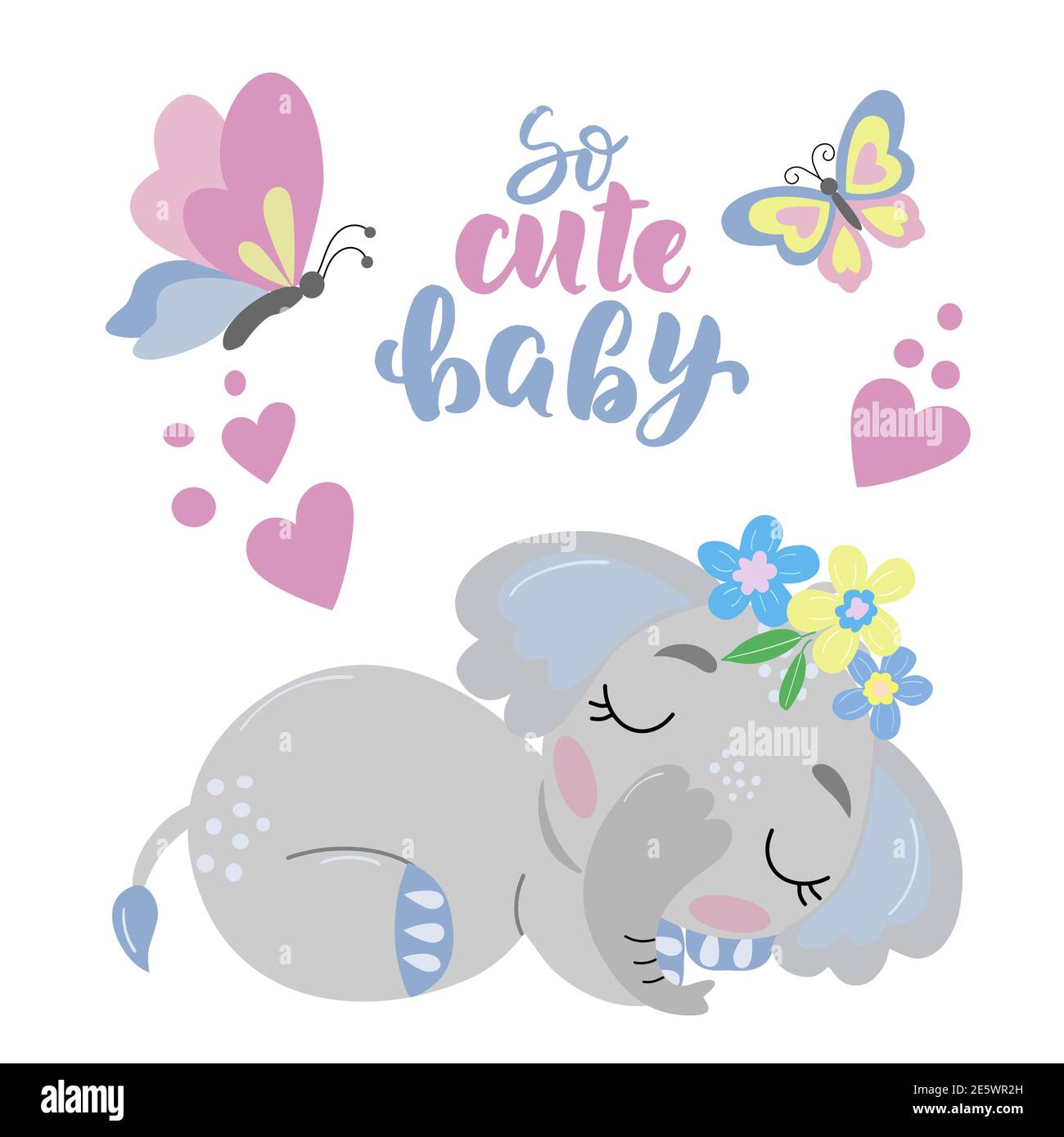 Cartoon elephant with inscription - so cute baby Stock Vector Image ...