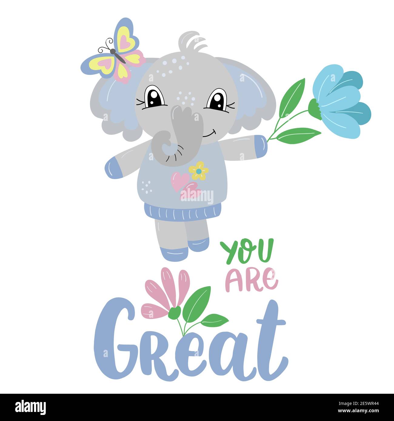 Cartoon elephant with inscription - you are great Stock Vector Image ...