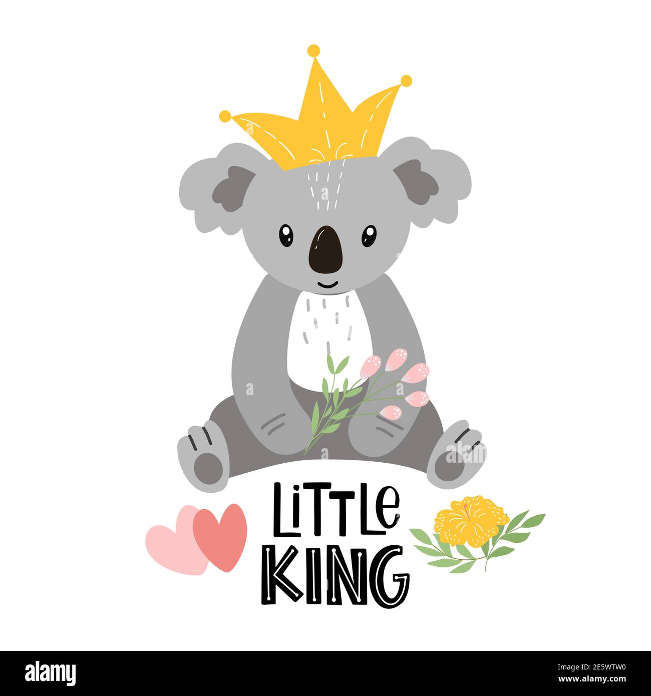 Cute cartoon koala with inscription - little king Stock Vector Image ...