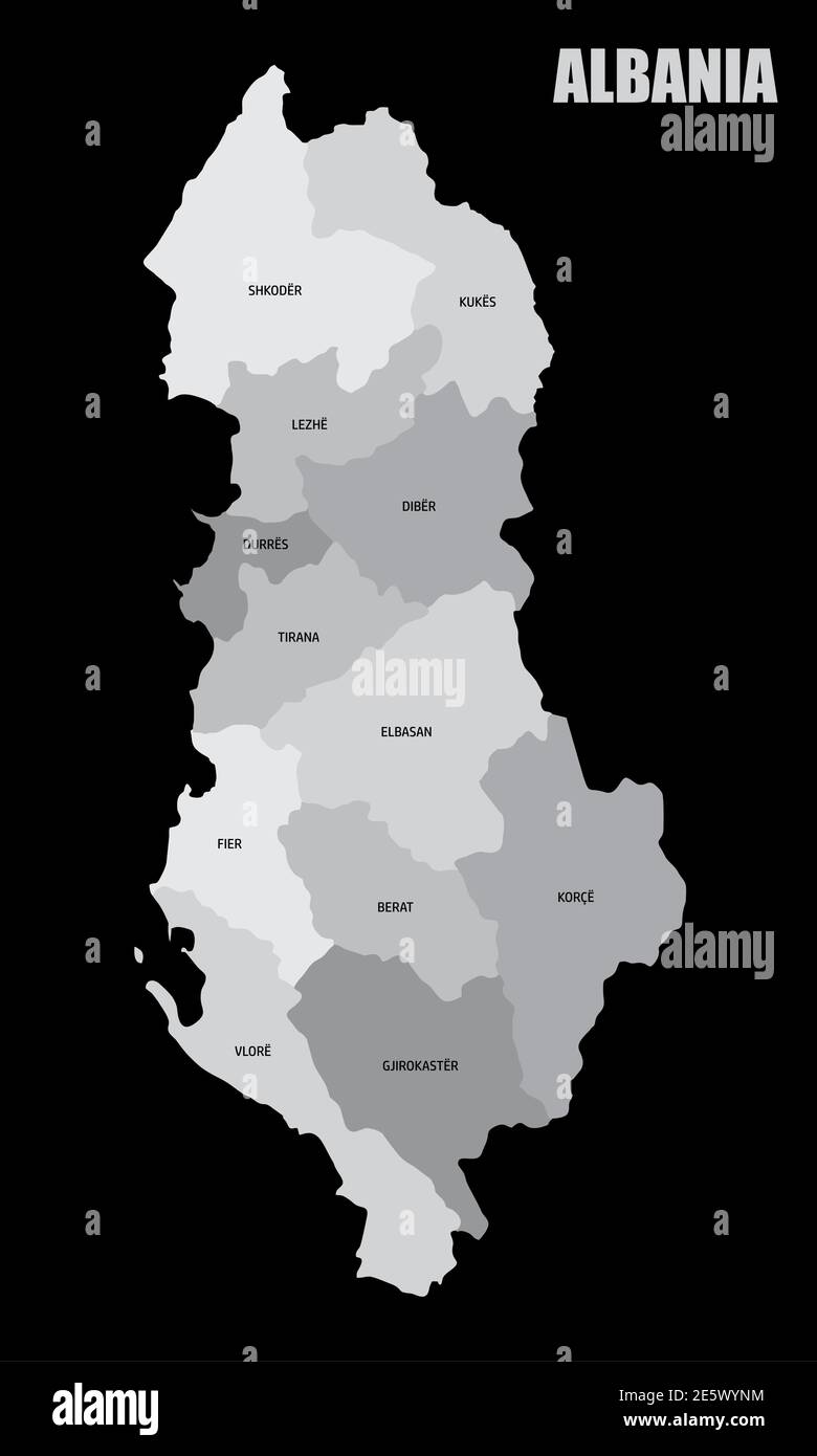 Albania regions map Stock Vector Image & Art - Alamy