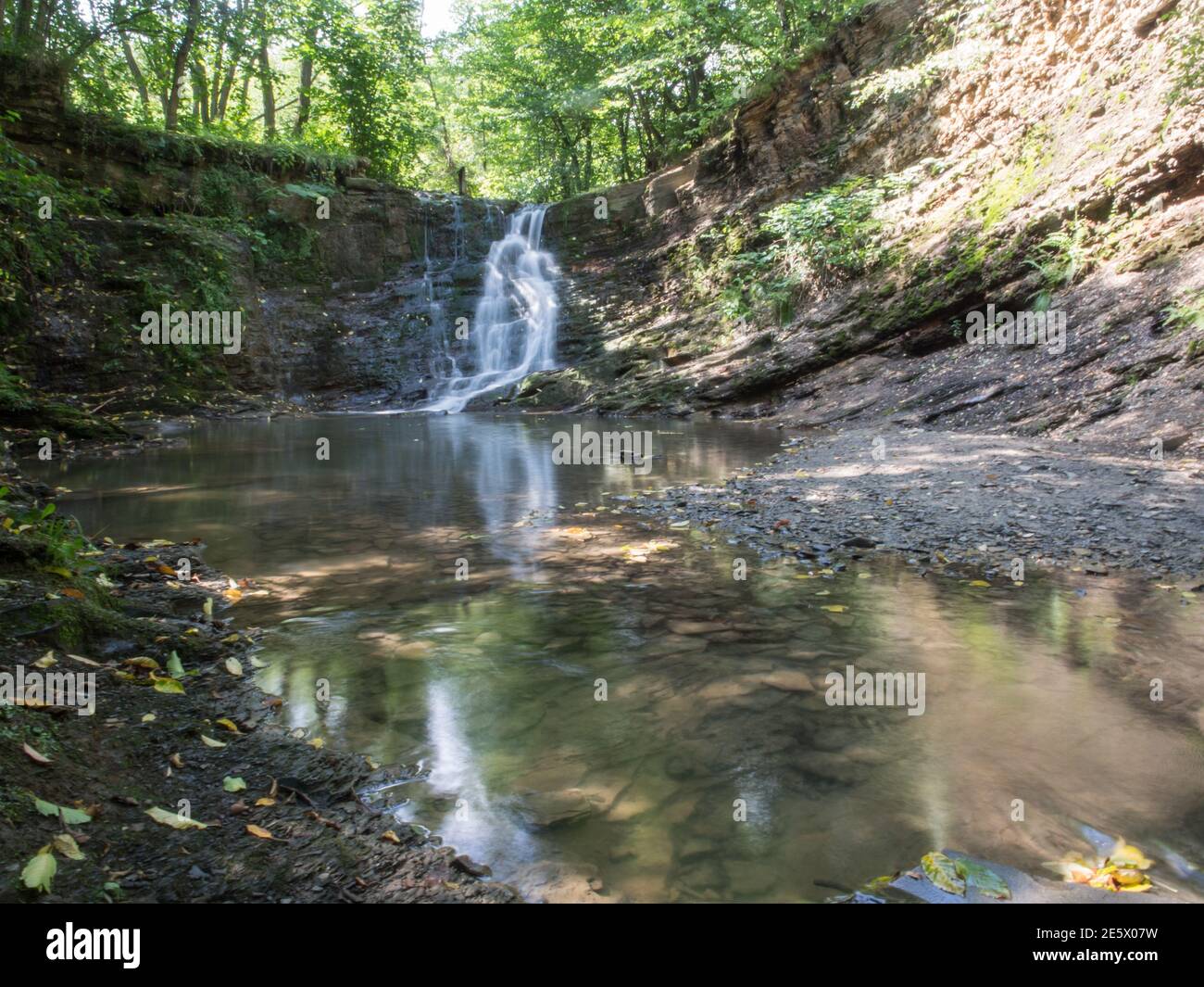 Waterfall cascades in Iwla, Low Beskids Mountains, Poland Stock Photo ...
