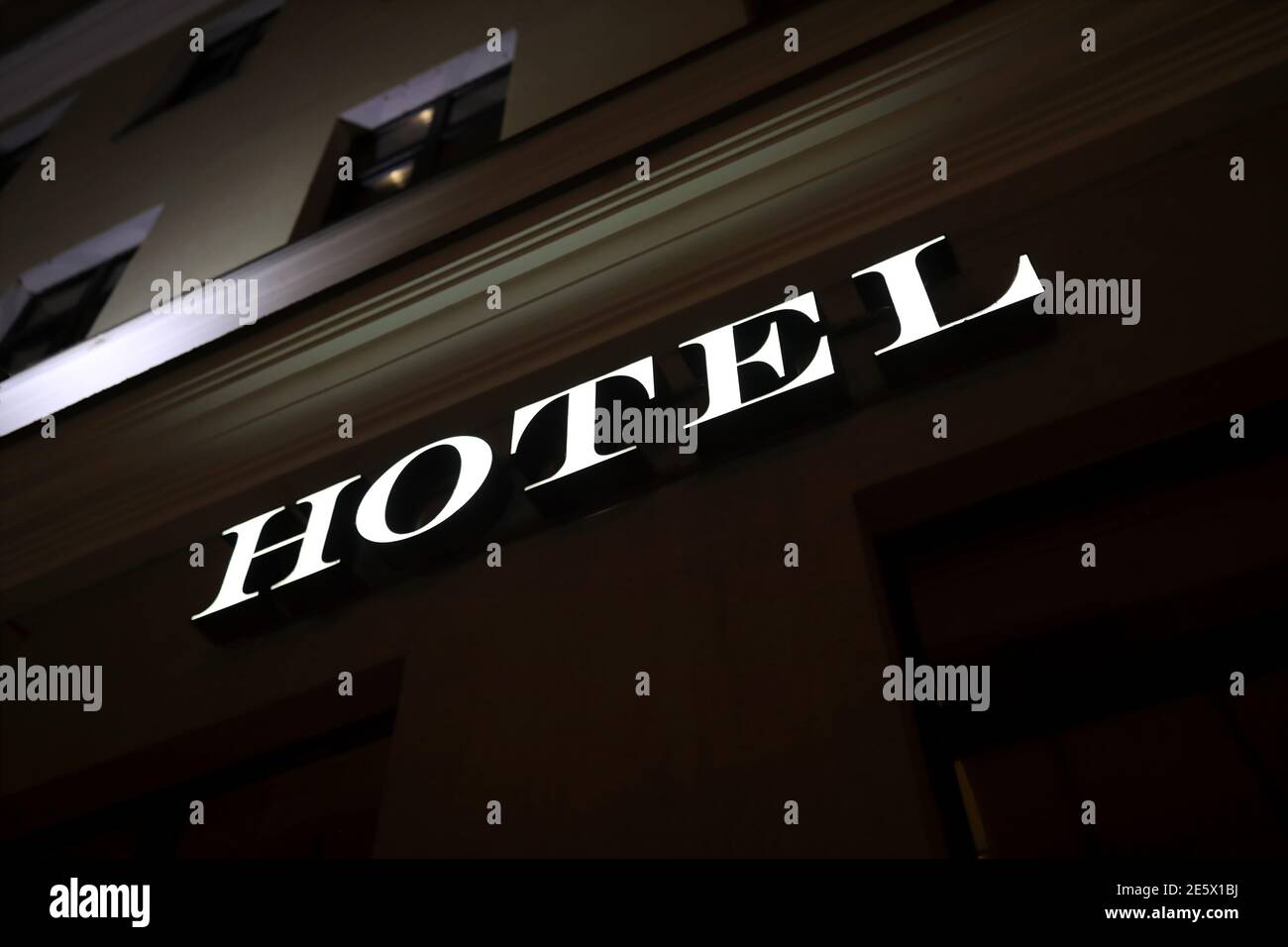 Details of hotel glowing sign at night Stock Photo - Alamy