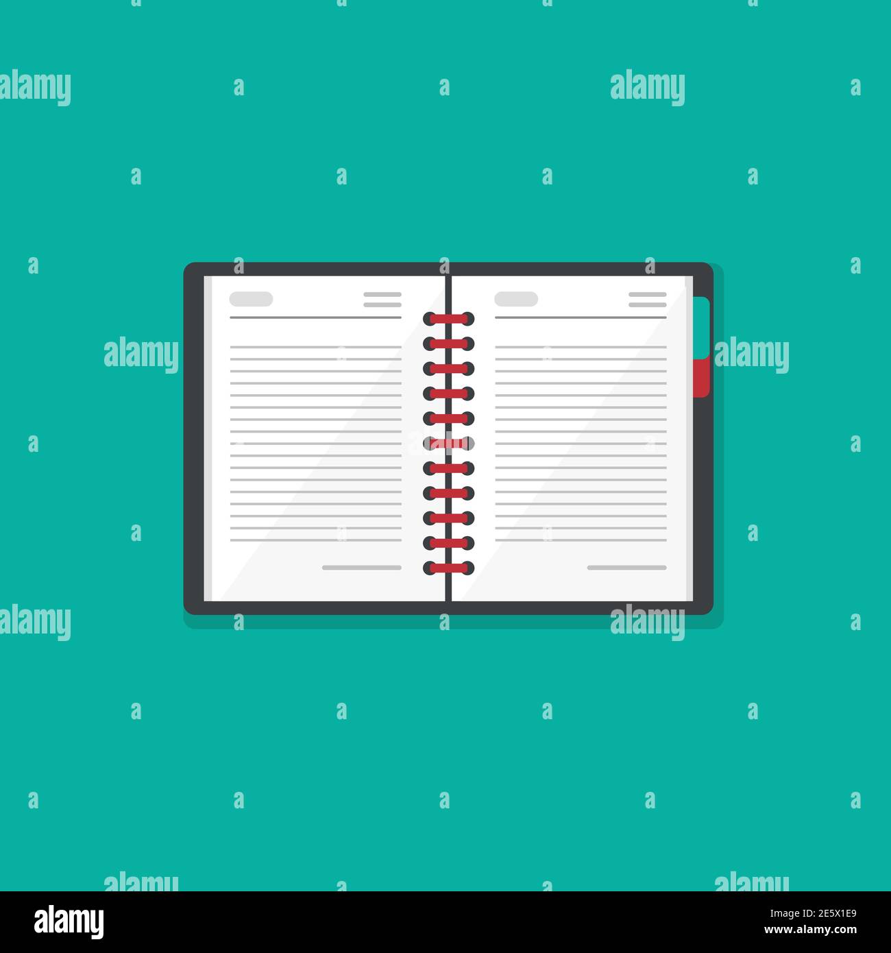 creative writer workplace icon. open note book on turquoise background ...