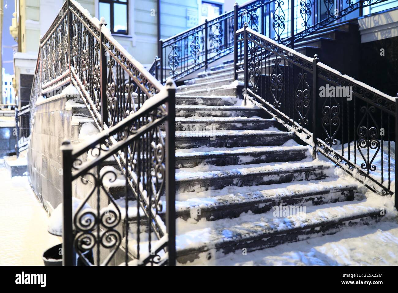 Snow covered stairs of building in winter Stock Photo - Alamy