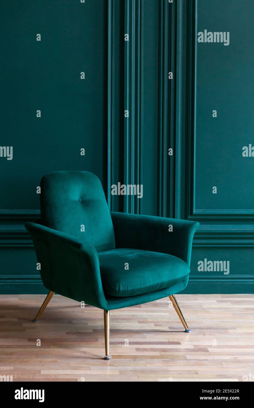 Beautiful luxury classic blue green clean interior room in classic ...