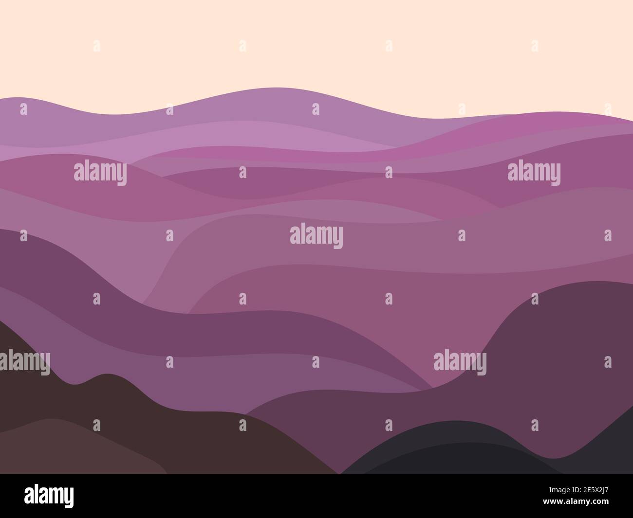 Wavy landscape in a minimalistic style. Landscape with hills. Boho ...