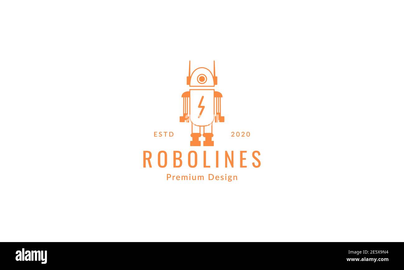 simple robot line logo symbol icon vector graphic design illustration ...