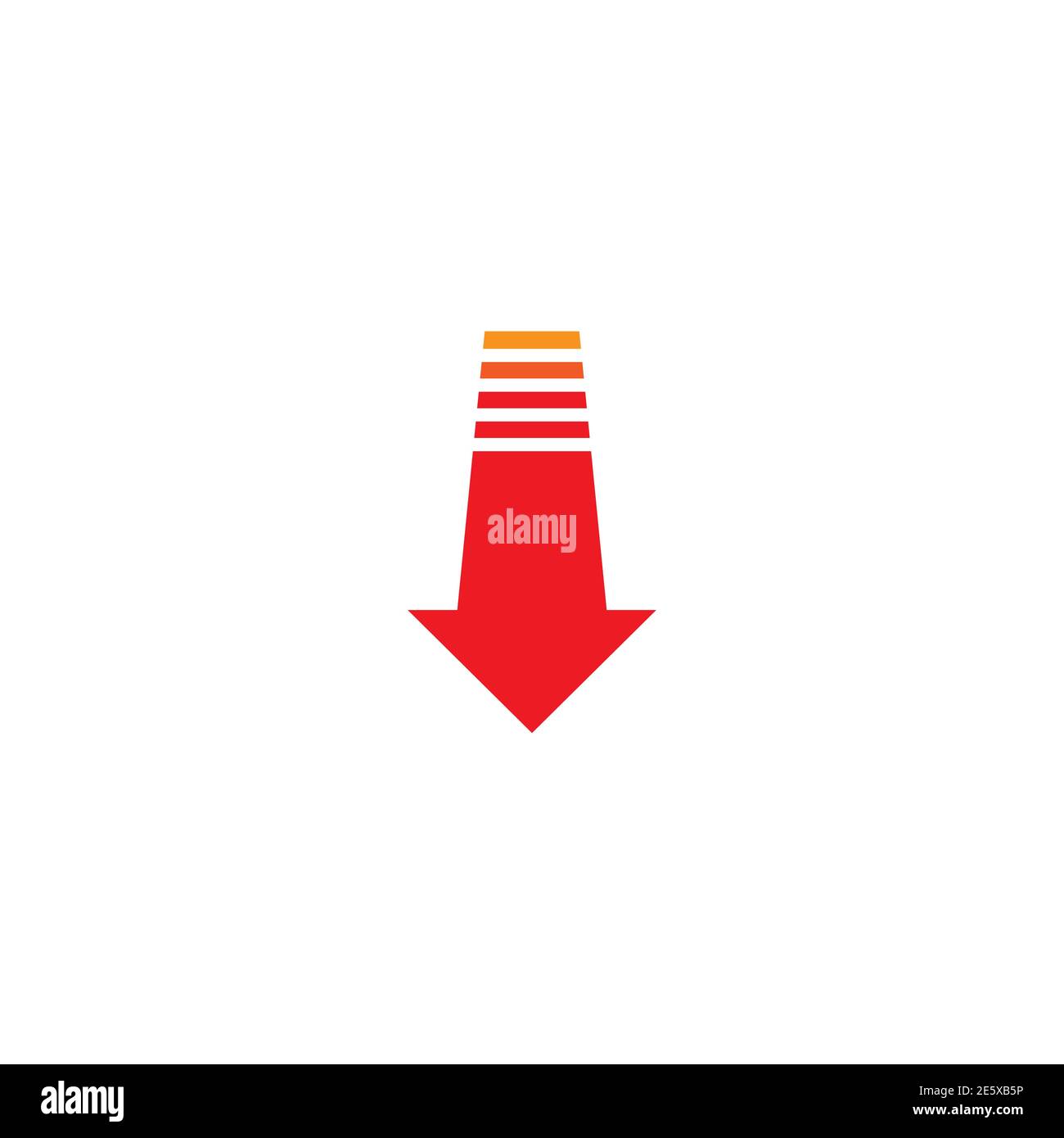 red arrow down icon. decrease, fall, crash concept. download sign. isolated on white. Vector ...