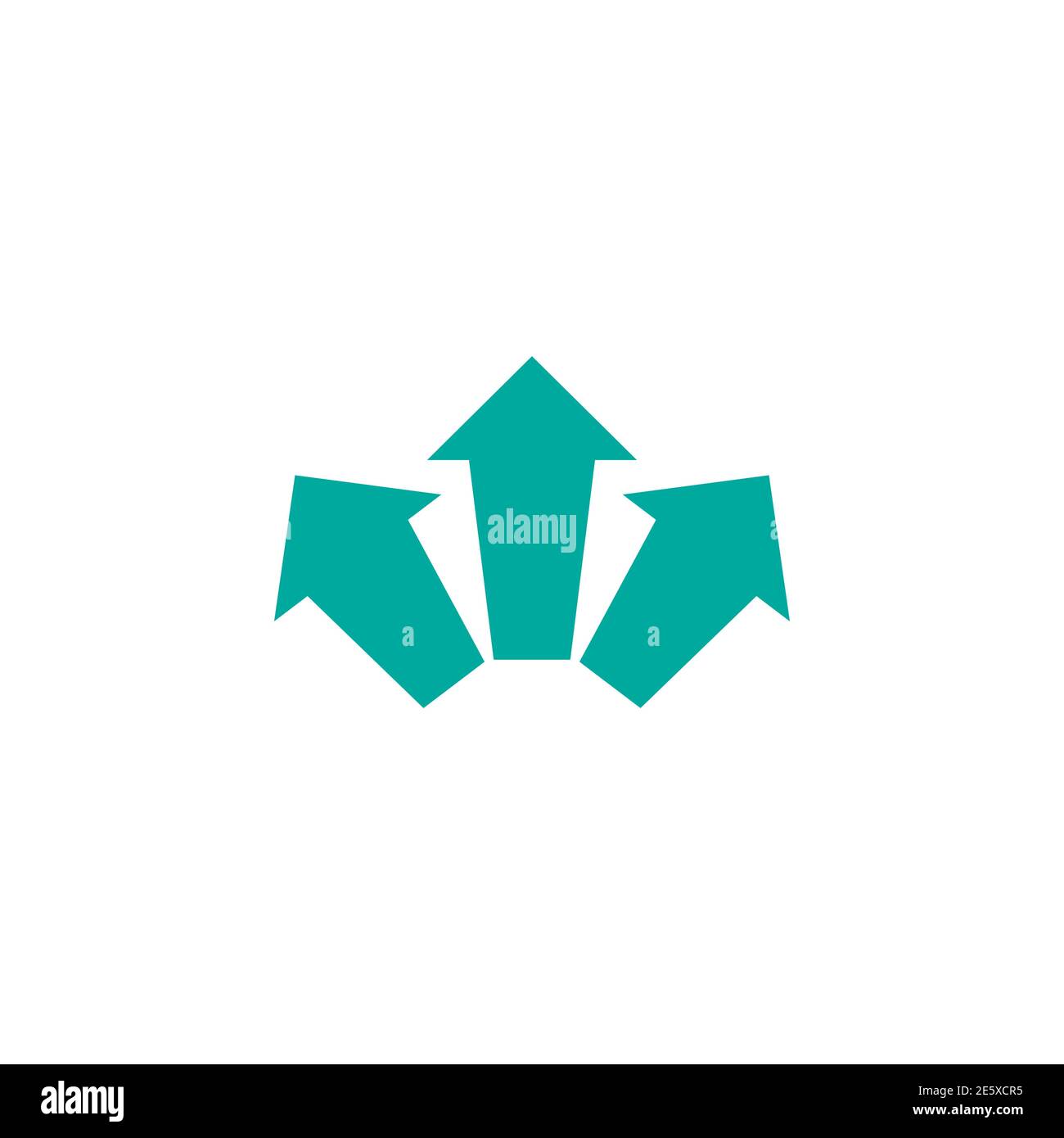 Three blue arrows point Three-way direction. Right, left, forward ...