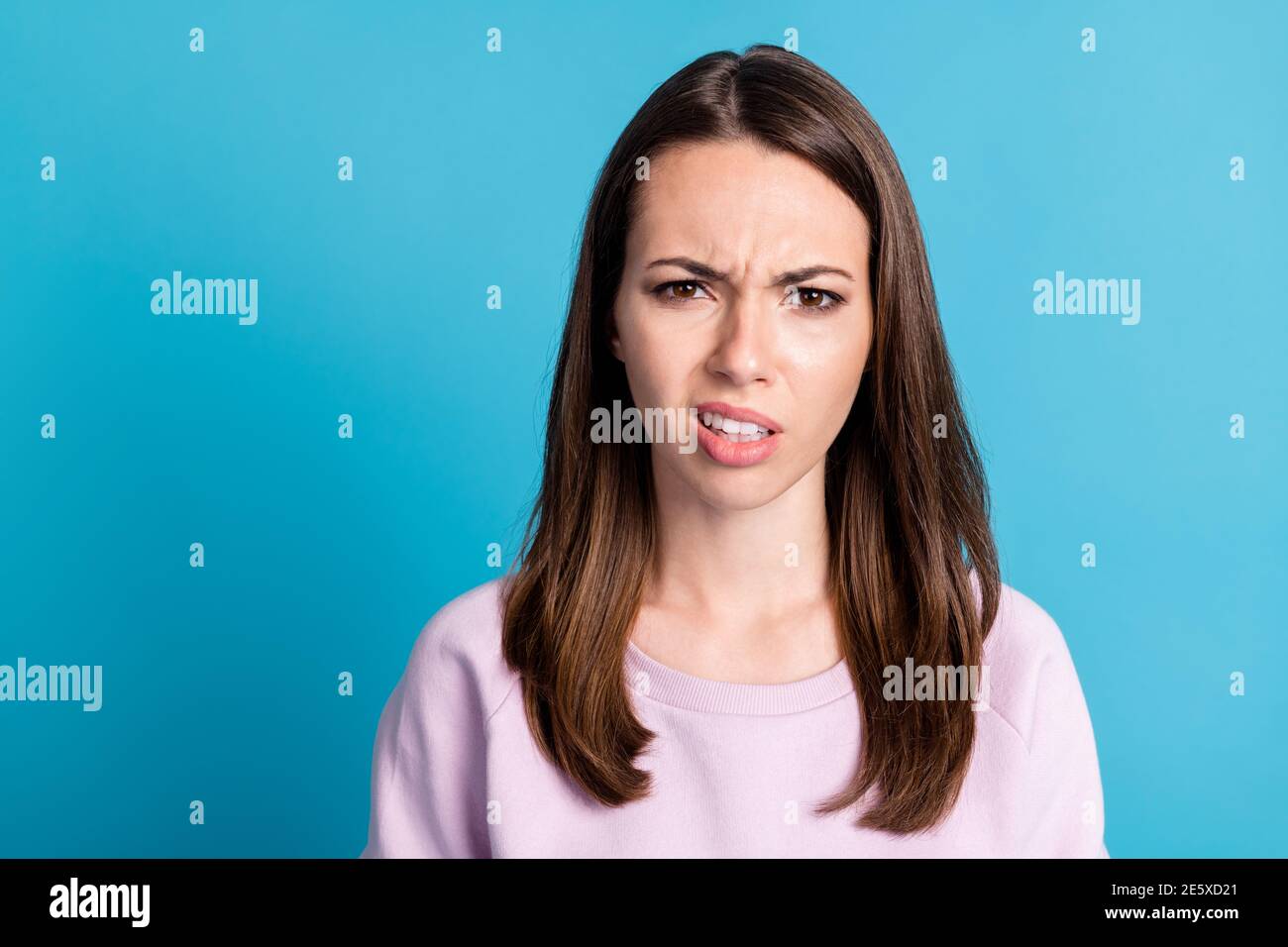 What a hell. Closeup photo of displeased lady look boyfriend kissing ...