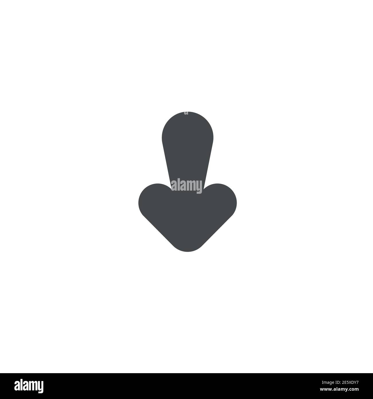 black rounded arrow down. cartoon style. flat icon. Download sign ...