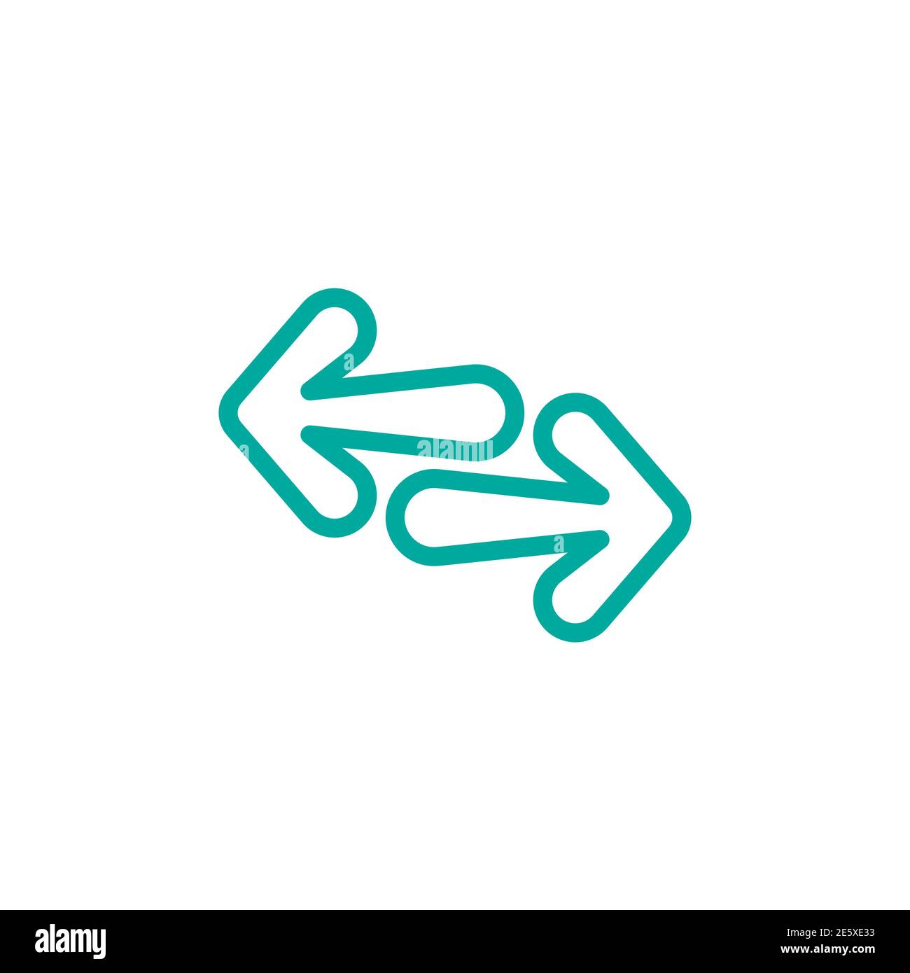 Vector icon. Two blue line opposite horizontal arrows isolated on white ...