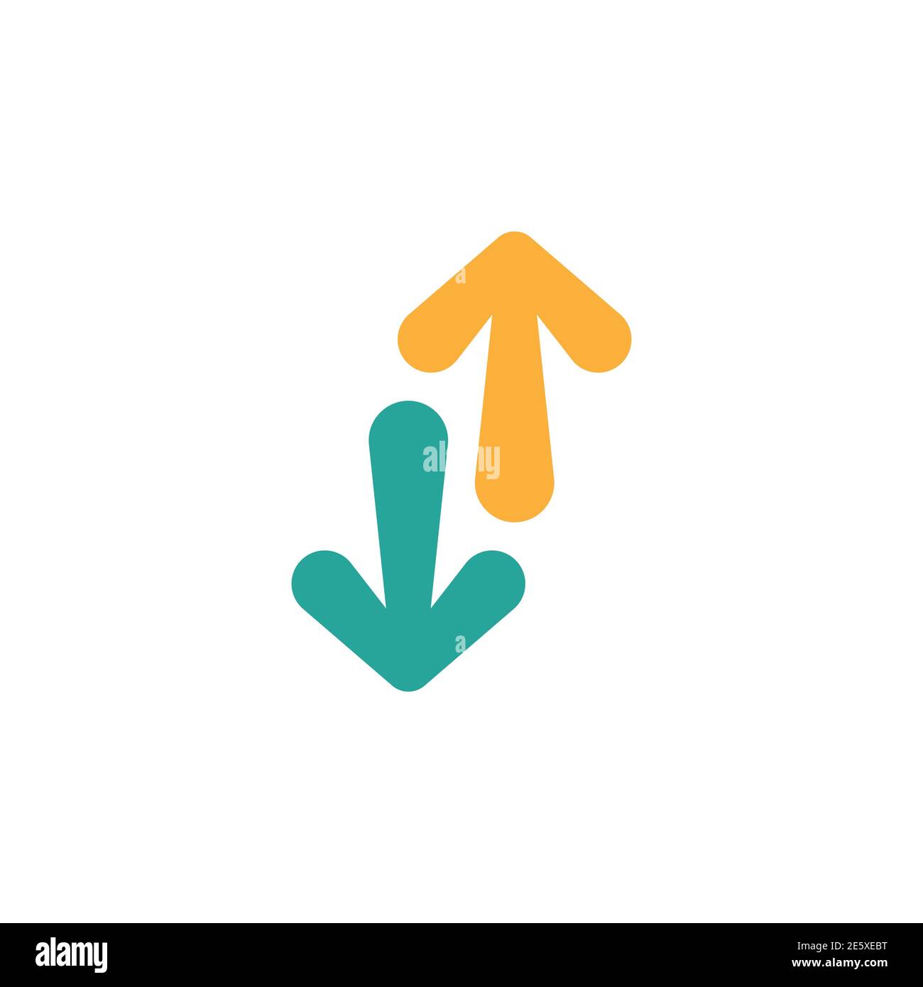 Flip Vertical vector icon. two orange and blue opposite cartoon arrows ...