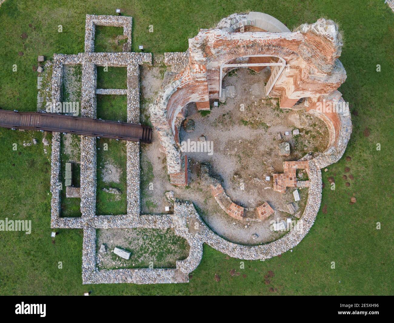 Aerial view of The Red Church - Ruins of early Byzantine Christian ...