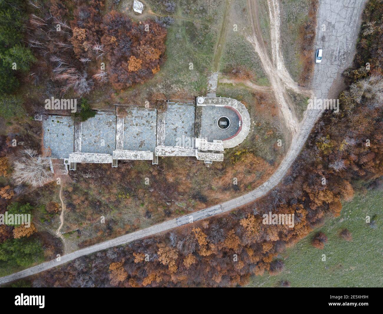 Aerial view of Monument Of The Three Generations near town of ...