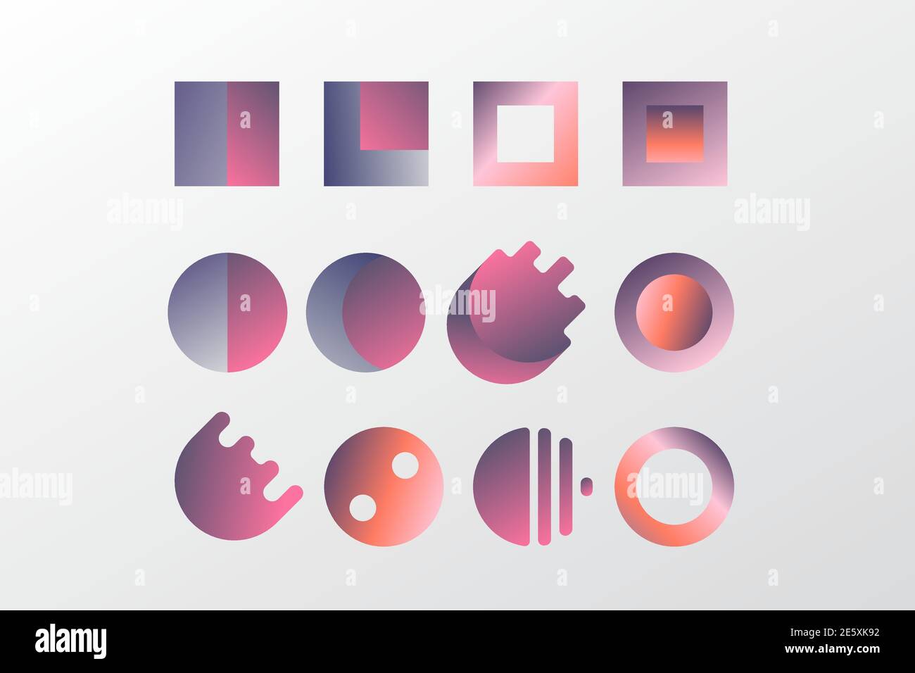 Abstract pastel gradient colors simple square figure isolated in white ...