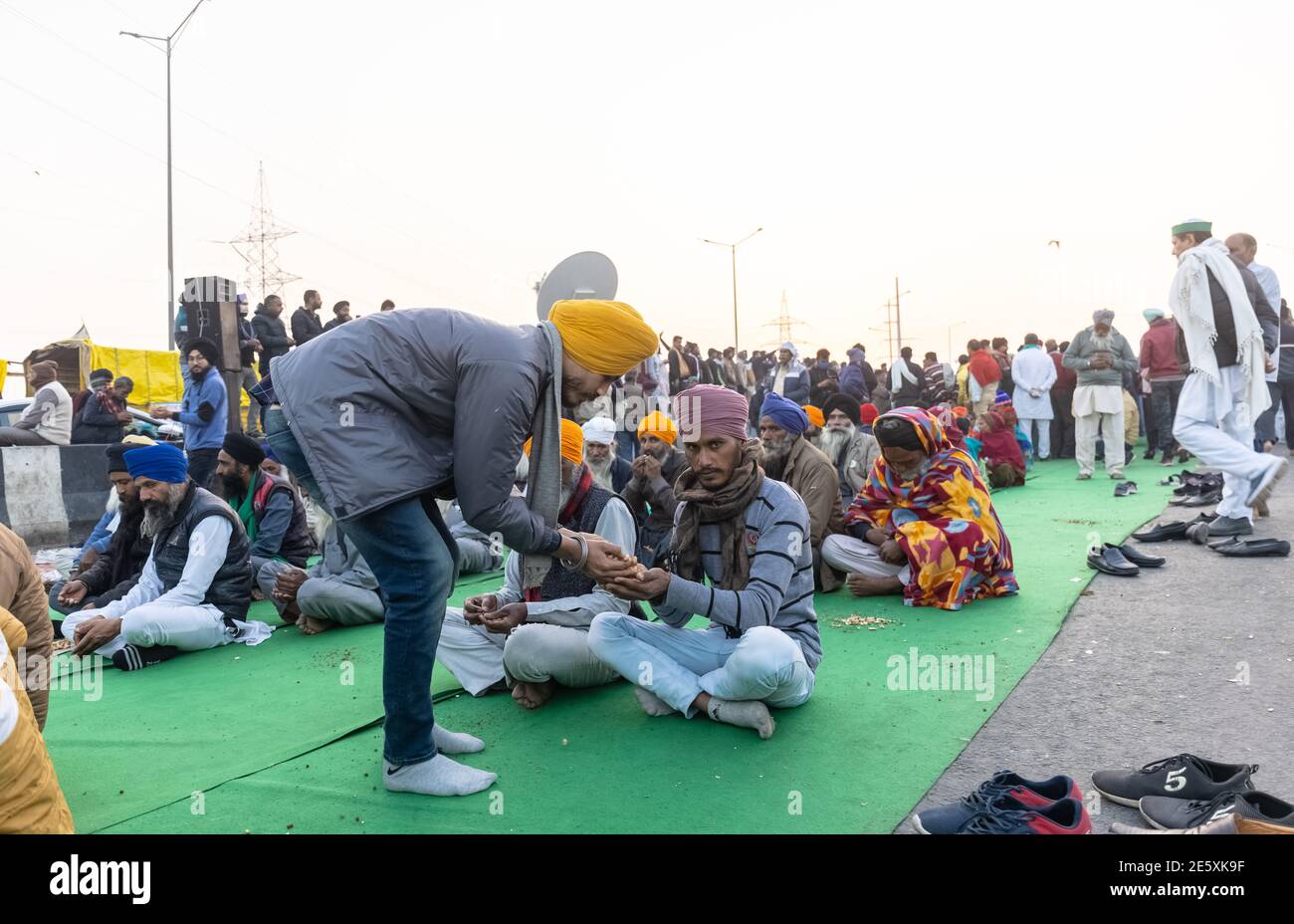 NEW DELHI, INDIA - JANUARY 2021 : Portrait of young Sikh Indian farmers ...