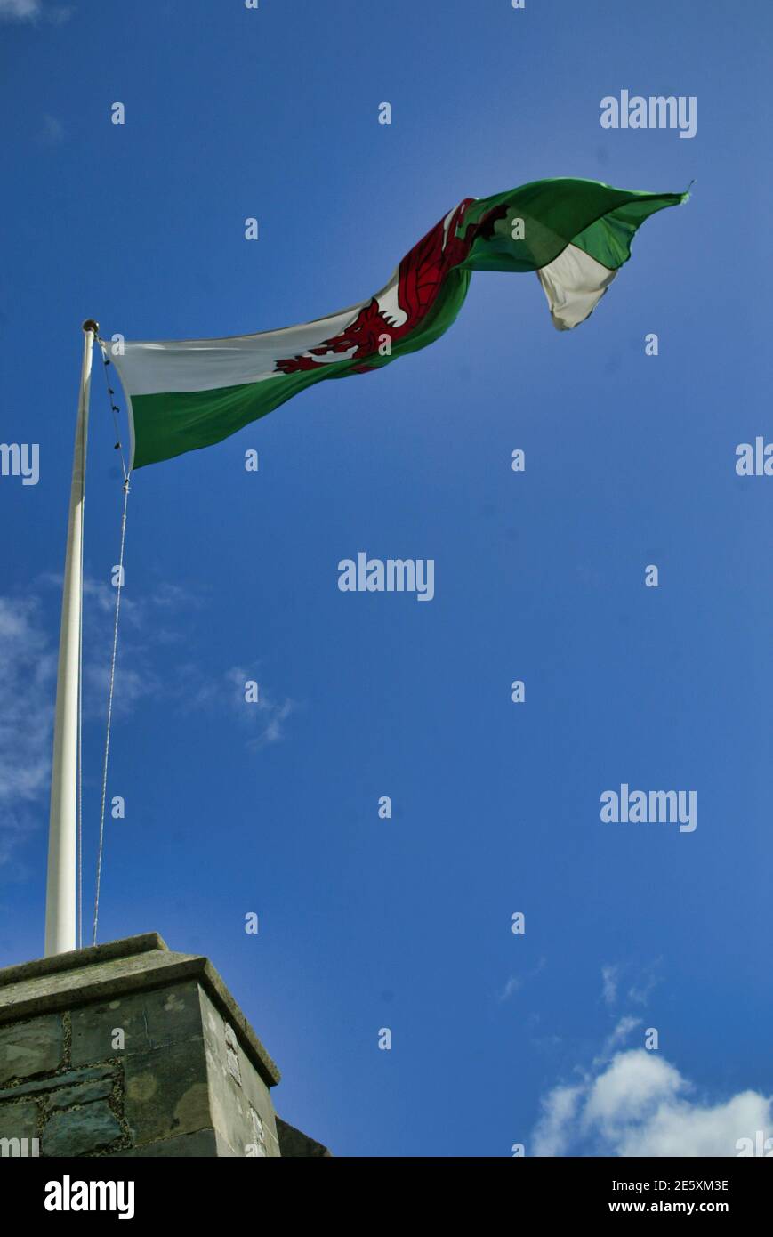 The Welsh flag flies above Cardiff Castle Stock Photo - Alamy
