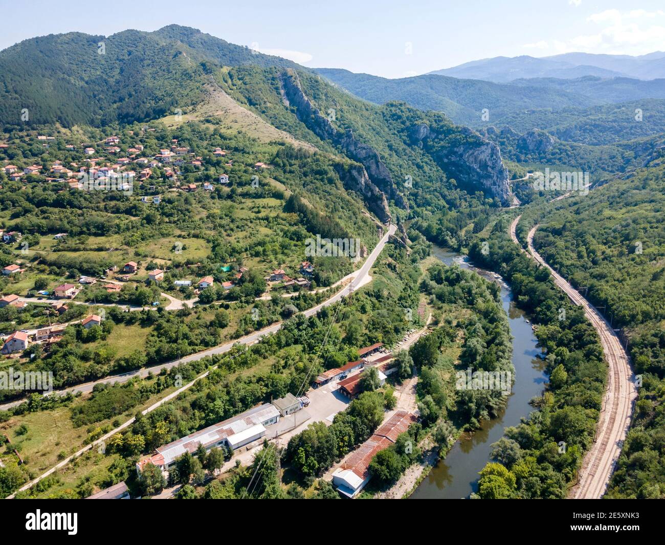 Aerial view of Iskar River Gorge, Balkan Mountains, Bulgaria Stock ...