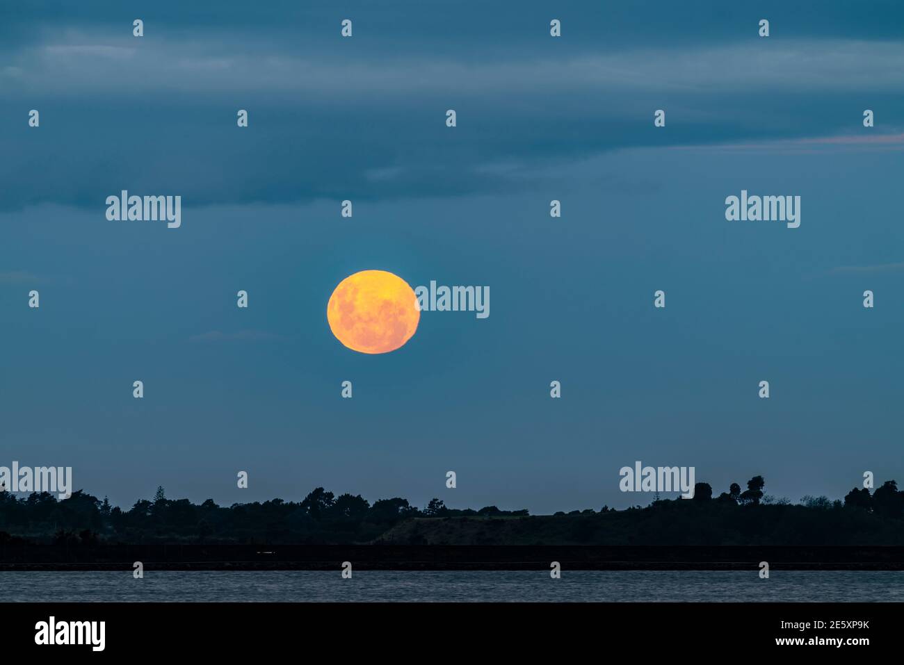 Orange color moon in dark sky for night background or sky scene Stock ...