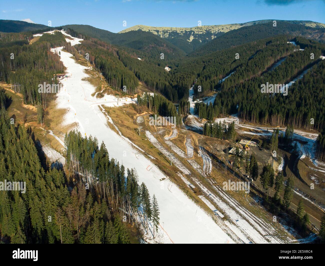 Bukovel Aerial View of the Ski Resort in Mountains With Artifical Snow ...