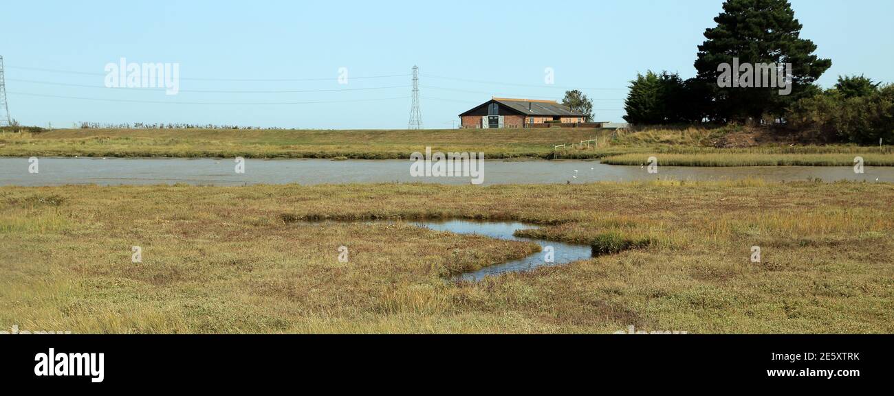View across Faversham Creek from Ham Marshes, Faversham, Kent, England ...