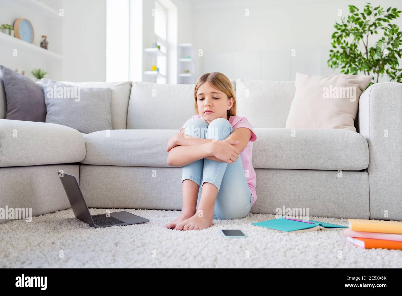 Full size photo of corona virus quarantine kid girl primary school ...