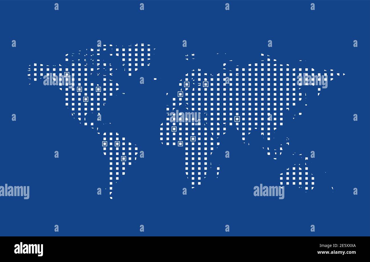 Abstract computer graphic World map of blue round dots Stock Vector ...