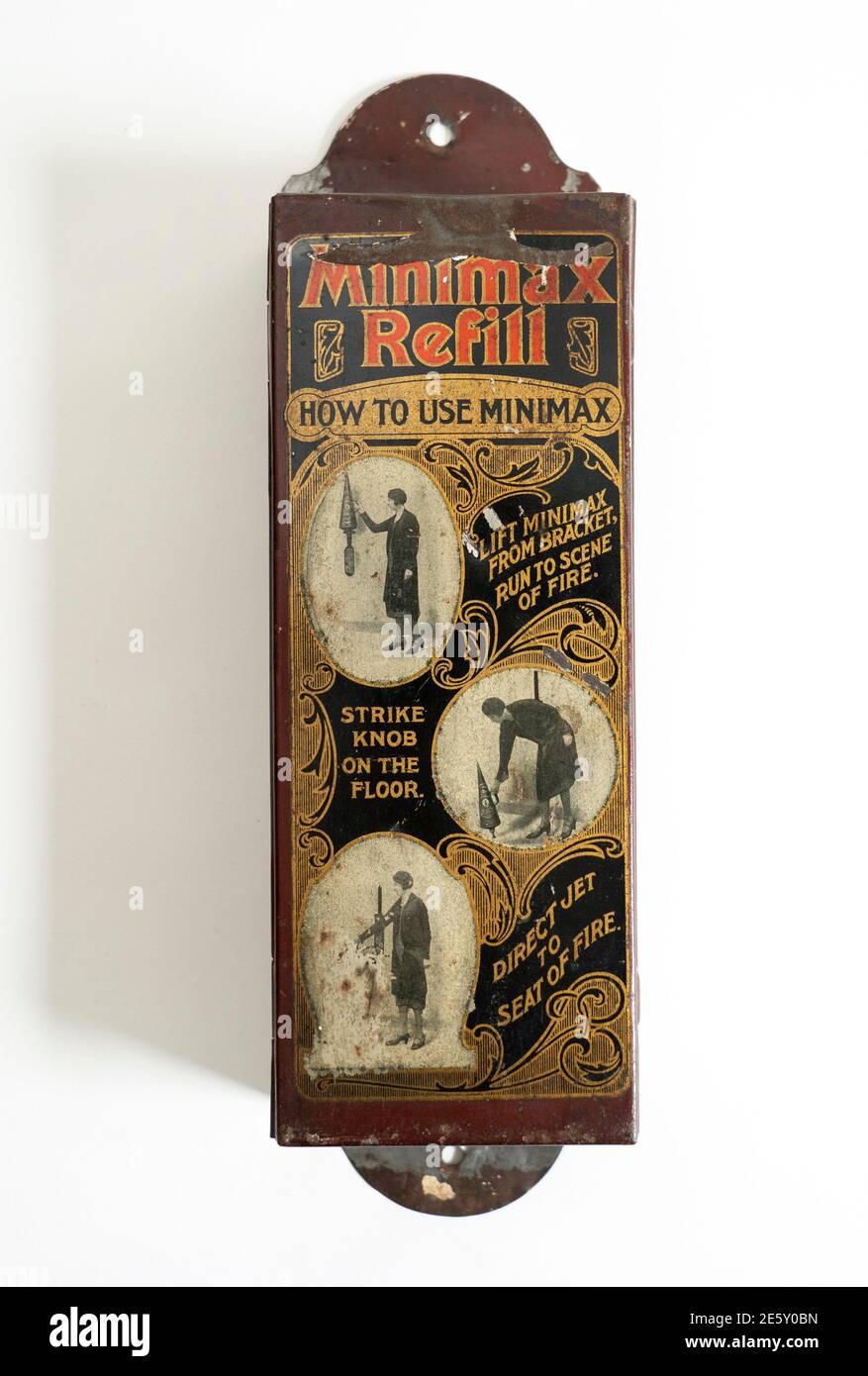 1920s Minimax Fire Extinguisher refill tin Stock Photo - Alamy