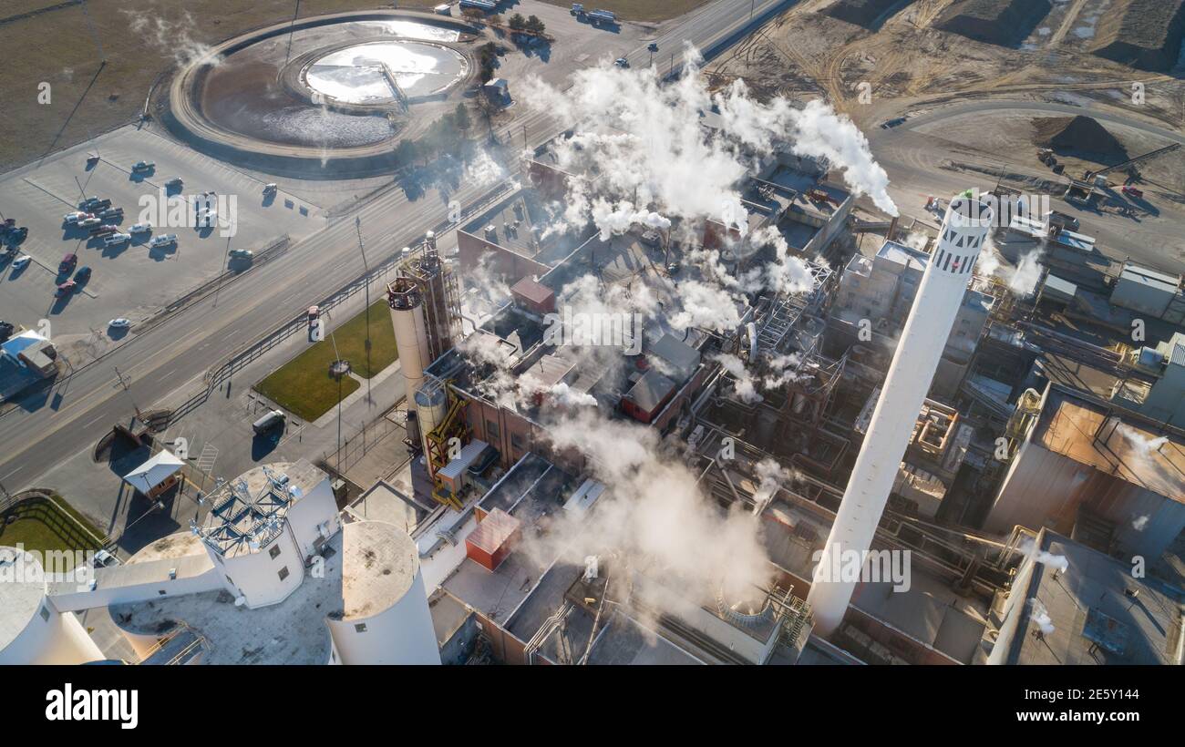 birds eye view looking down at a factory Stock Photo - Alamy