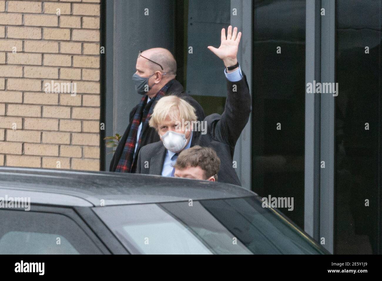Livingston, Scotland, UK. 28 January 2021. Prime Minister Boris Johnson ...