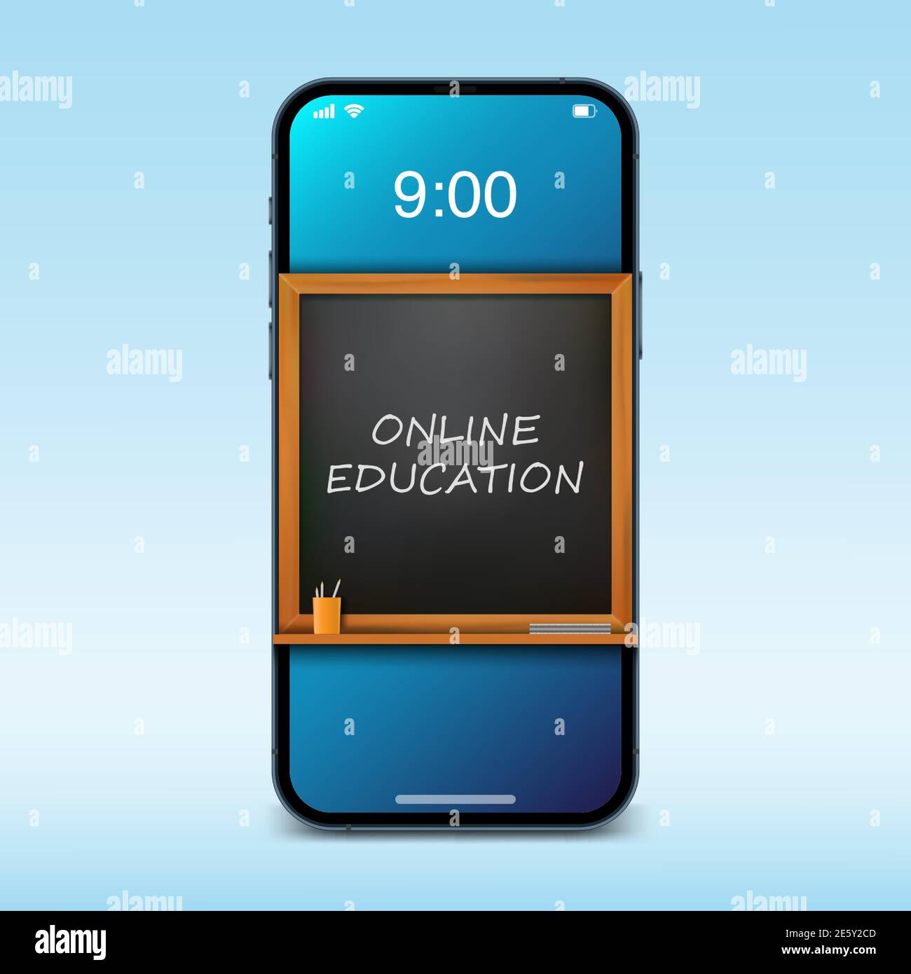 Classroom Online Education Learning On Smartphone Live Streaming Vector Illustration Stock