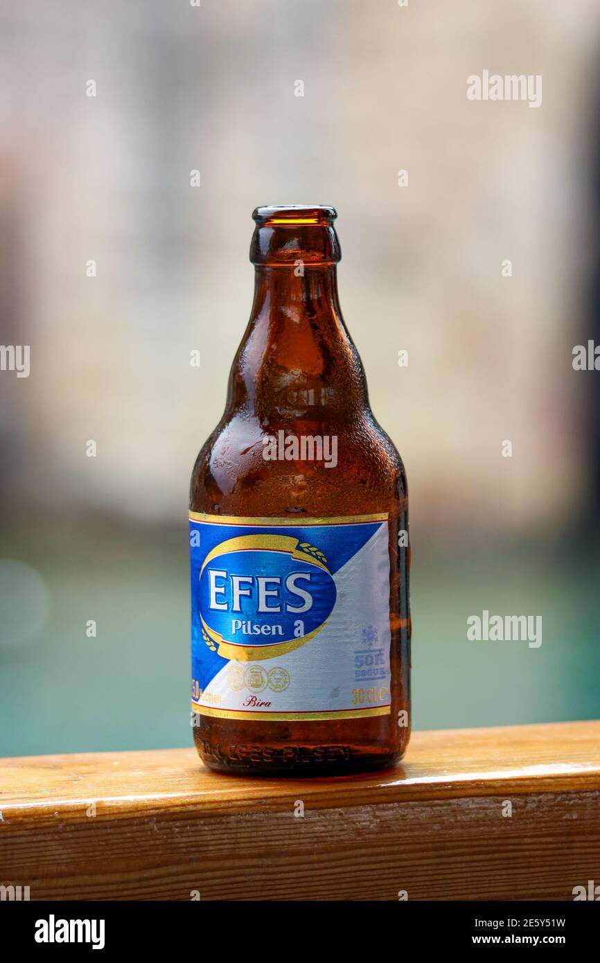 Open frosty bottle of Turkish Efes Pilsen beer Stock Photo - Alamy