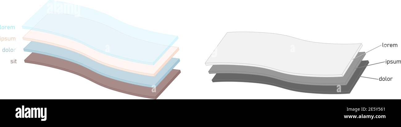 Simple layers or fabric diagram. Two versions one layer is transparent ...