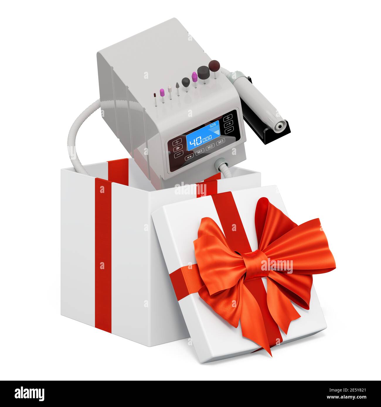 Professional pedicure machine inside gift box, present concept. 3D ...