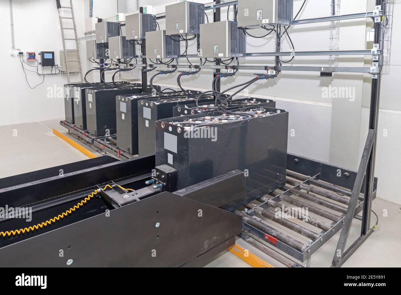 Forklift Battery Cell at Industrial Chargin Station Stock Photo - Alamy