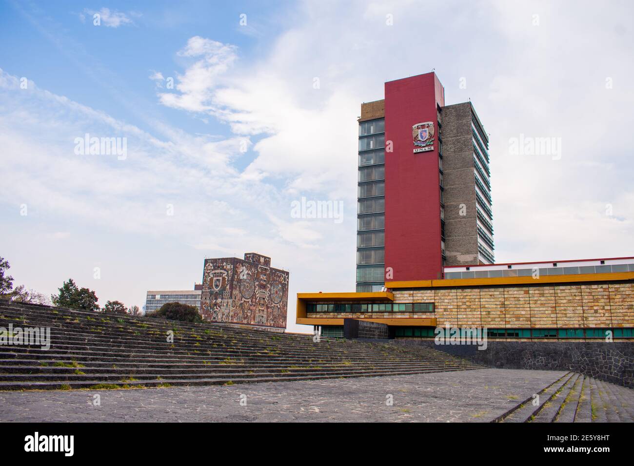 Buildings and stone stairs from Mexican college Stock Photo - Alamy